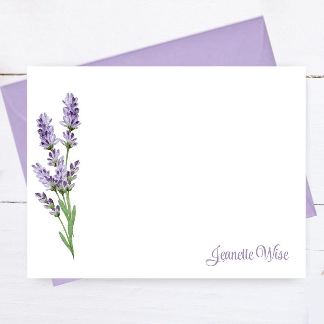 Lavender Note Cards Personalized Stationery With Envelopes Gift Cards ...