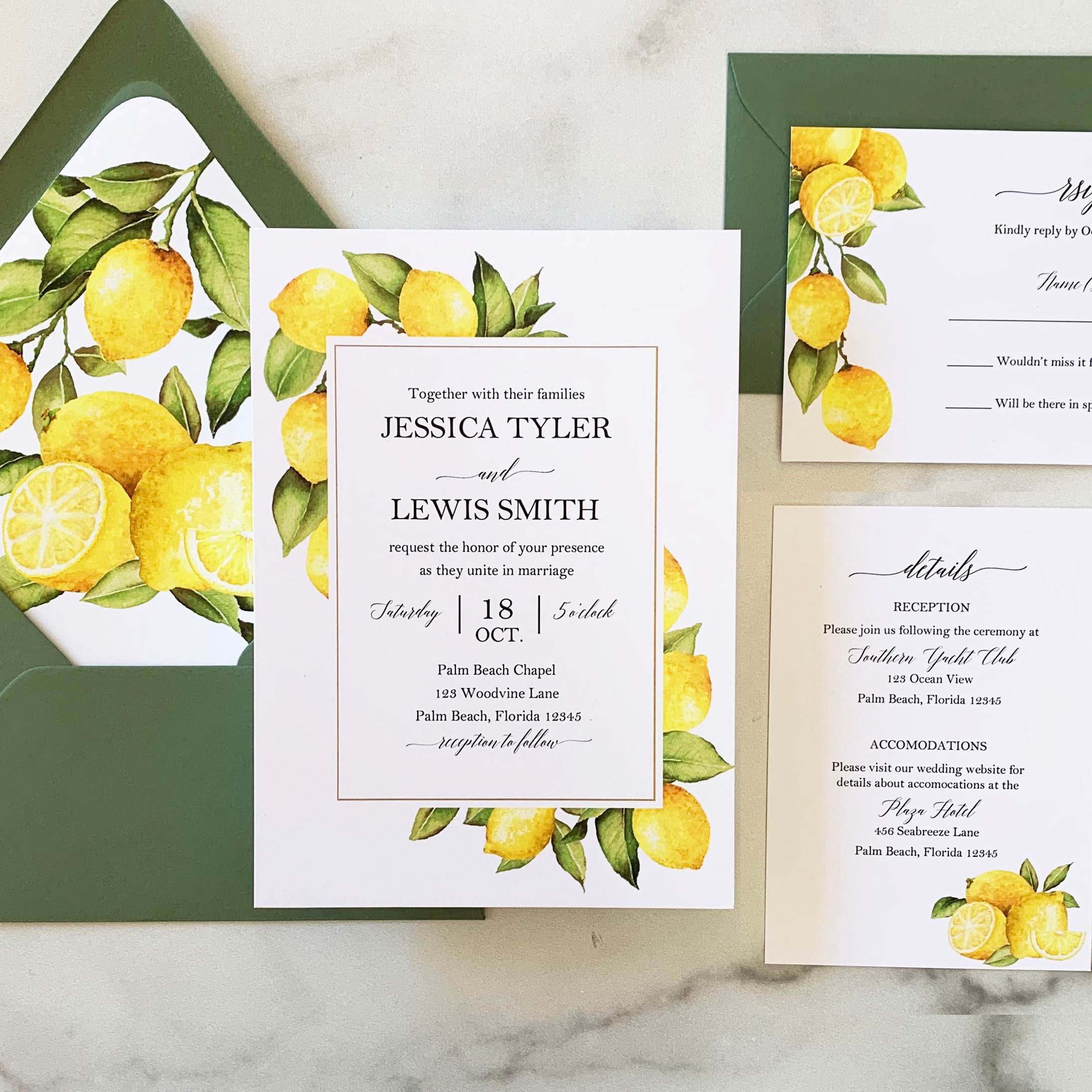 Lemon Wedding Invitations Wedding Invitation Suite Engagement - Etsy