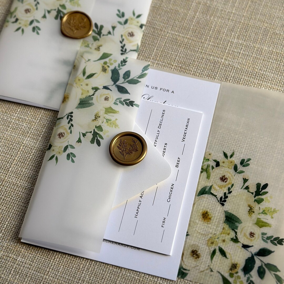 White Wedding Vellum Liners Wraps Jackets Gatefold Liner Wrap and Wax ...