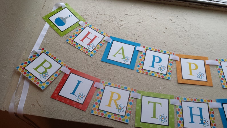 Science Happy Birthday Banner Bunting Printable Instant | Etsy