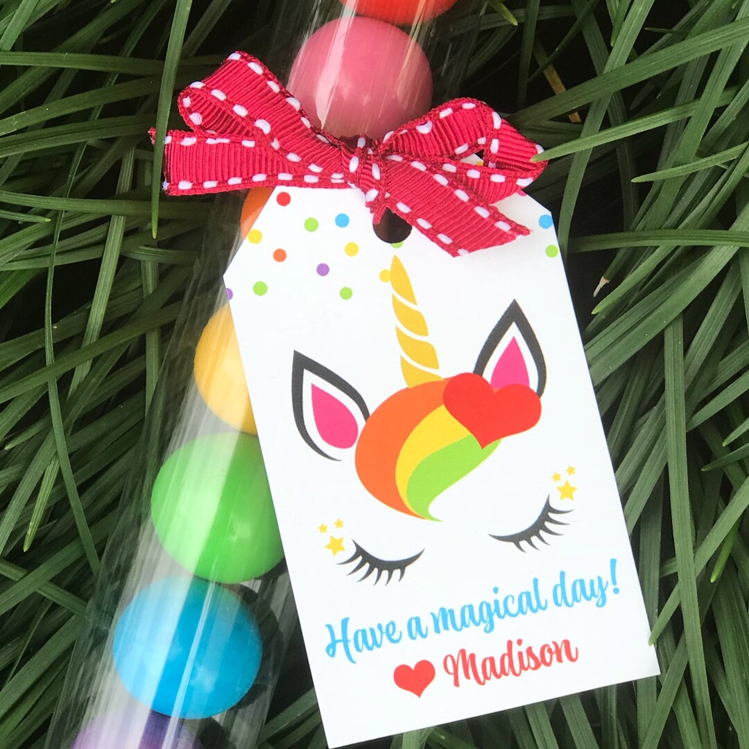 Unicorn Rainbowvalentine Tag Printable or Printed With FREE Shipping - Etsy