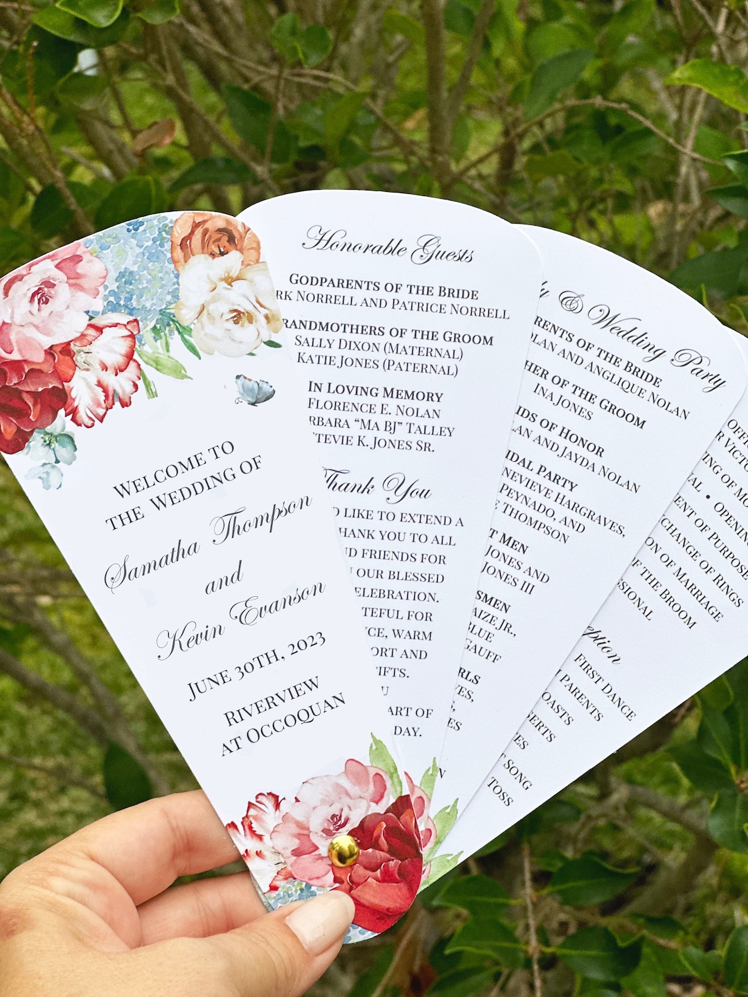 Wedding Program Petal Fans Assembled Dusty Blue Daphne Collection ...