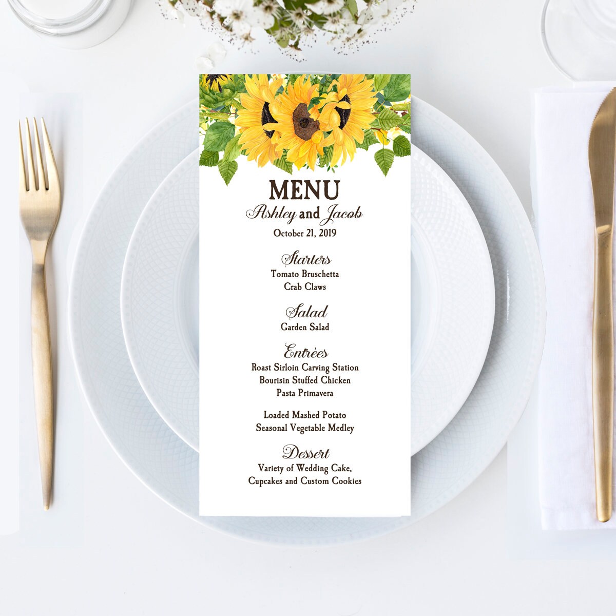 Sunflower Wedding Rehearsal Dinner Place Cards Tented or Flat | Etsy