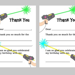 Laser Tag Thank You Note Printable Instant Download Girl's Laser Tag ...
