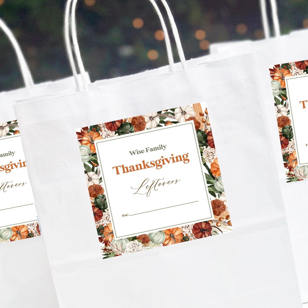 Thanksgiving Leftovers Bags Personalized Dinner Leftovers - Thankful ...