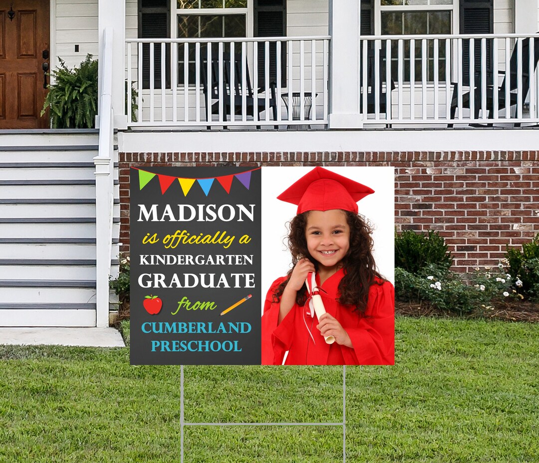 Personalized Kindergarten Graduation Yard Sign With Photo Including ...