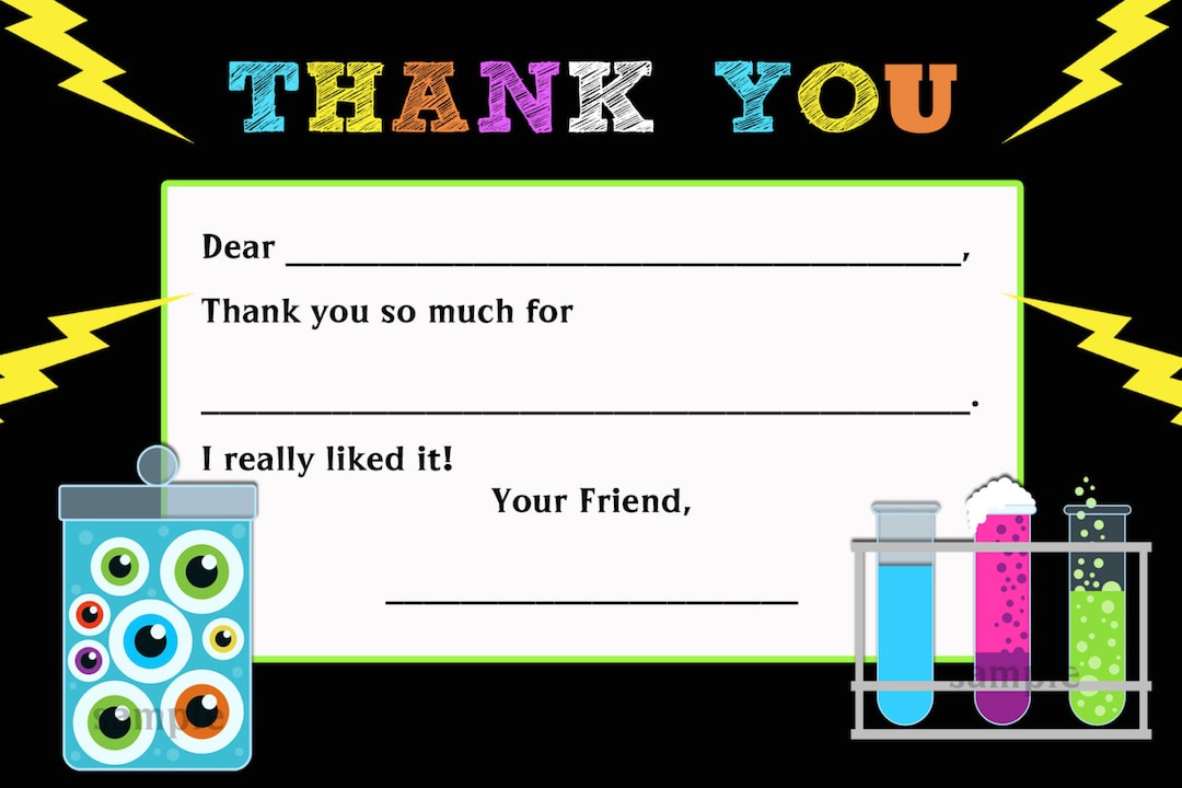 Super Science Thank You Note Printable Instant Download Super Science ...