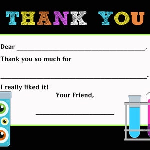 Super Science Thank You Note Printable Instant Download Super Science ...