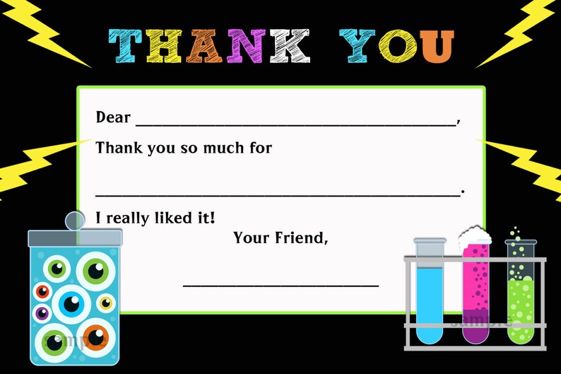 Super Science Thank You Note Printable Instant Download - Etsy