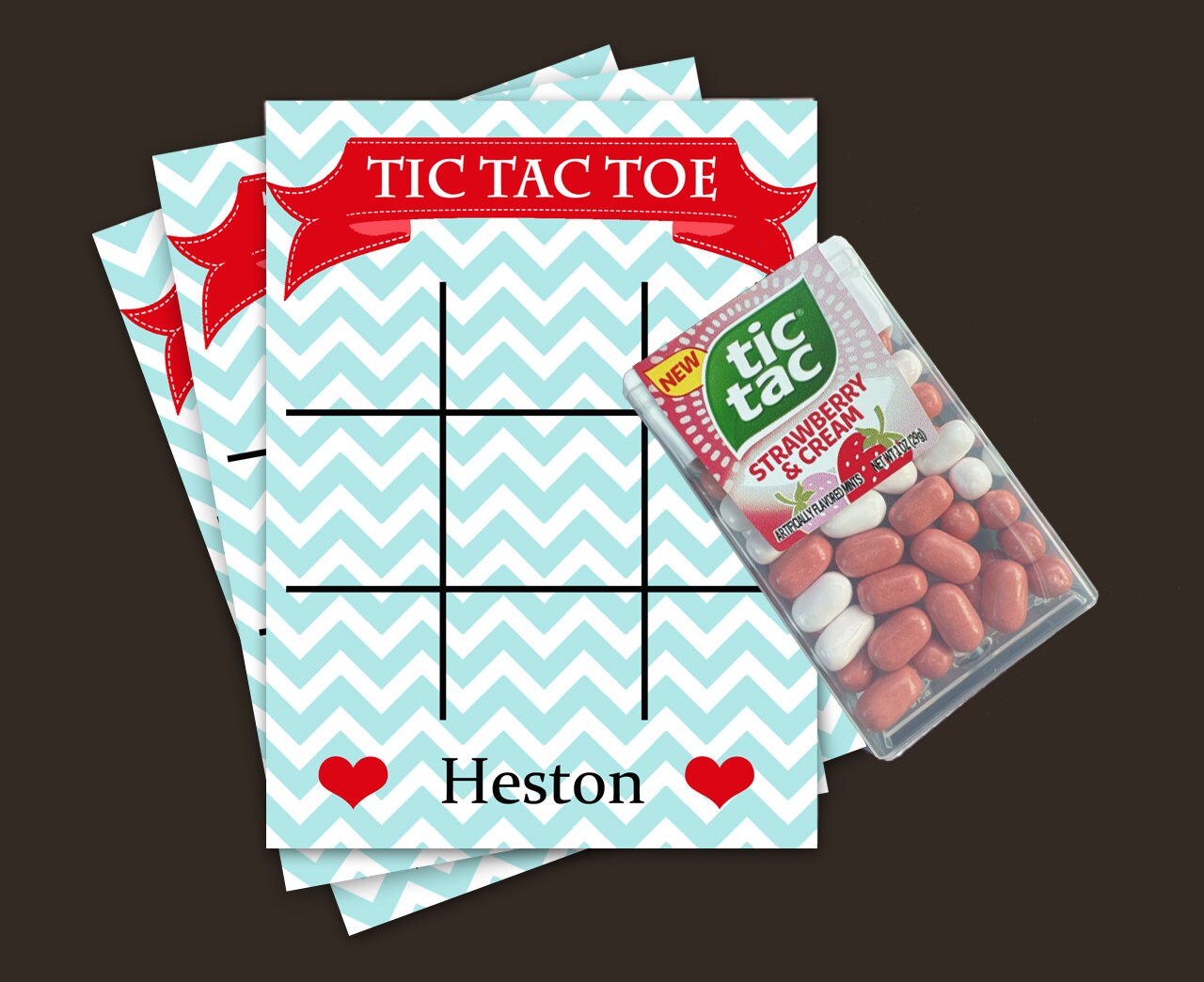 Personalized Valentine Tic Tac Toe Cards and Bags Printed Blue - Candy ...
