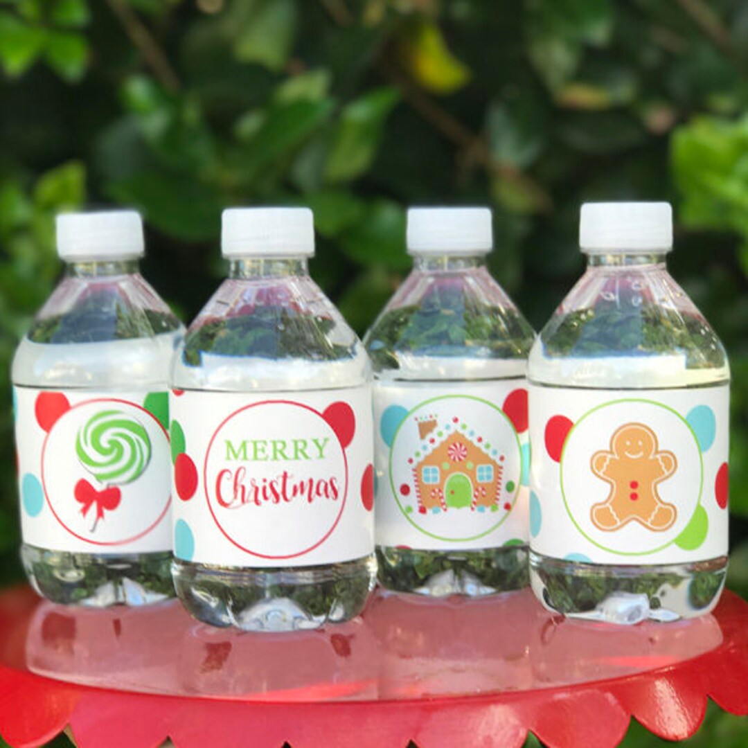 Christmas Water Bottle Wraps Printable - Merry and Bright Dot ...