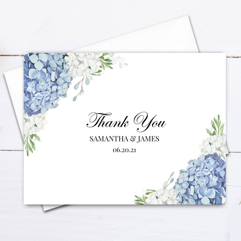 Blue Wedding Thank You Note Cards Stationery (25 or More) Folded Note ...