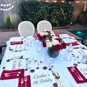 Red Roses and Gold Place Cards Tented or Flat Wedding Bridal Shower ...