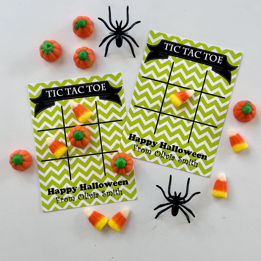 Personalized Halloween Tic Tac Toe Cards Printed With Bags Candy Not ...