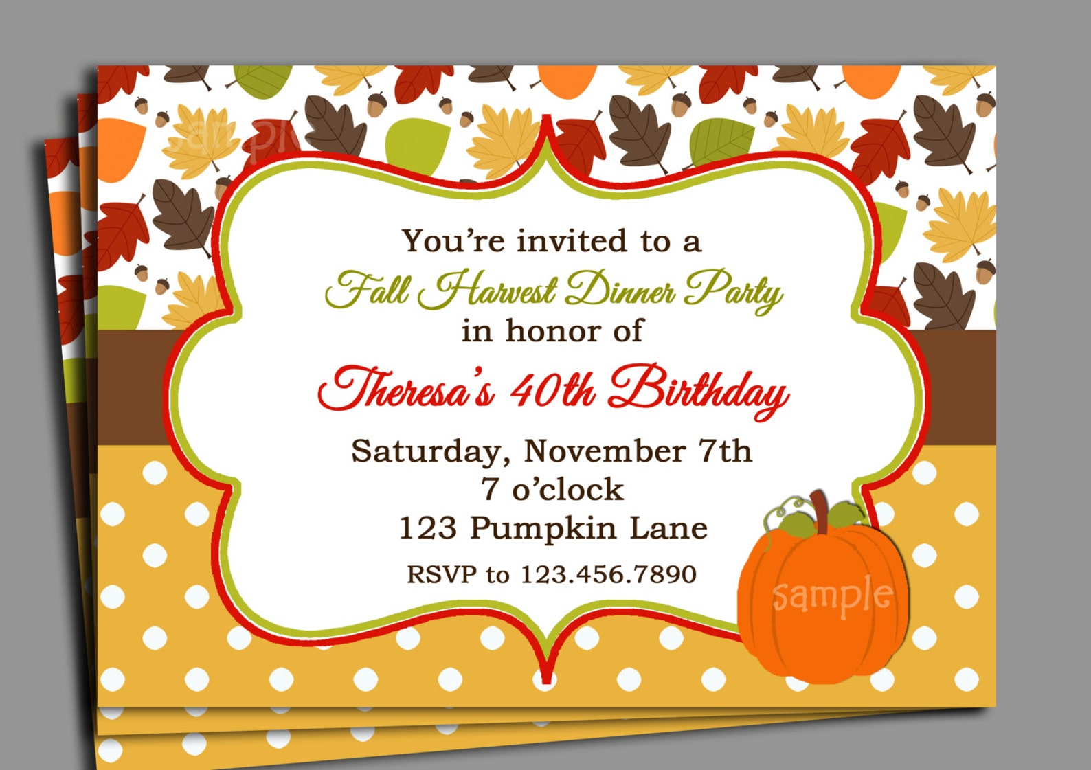 Fall Leaves Invitation Printable or Printed with FREE | Etsy