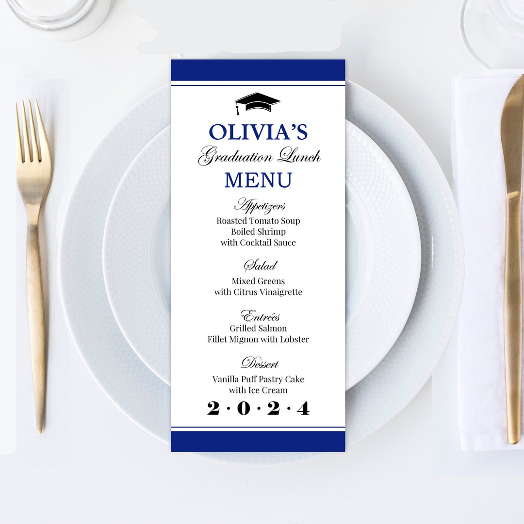 Graduation Menu Printed Class of 2025 Any Color High School College ...