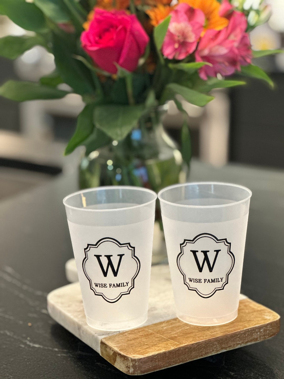 Monogram Crest Cups Printed With Any Wording Wedding 12oz Housewarming ...