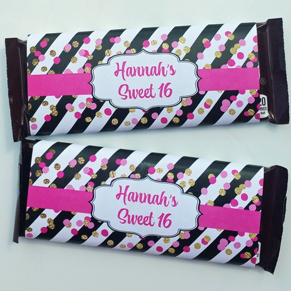 Personalized Sweet 16 or ANY Wording Water Bottle Labels Wraps - Girl's ...