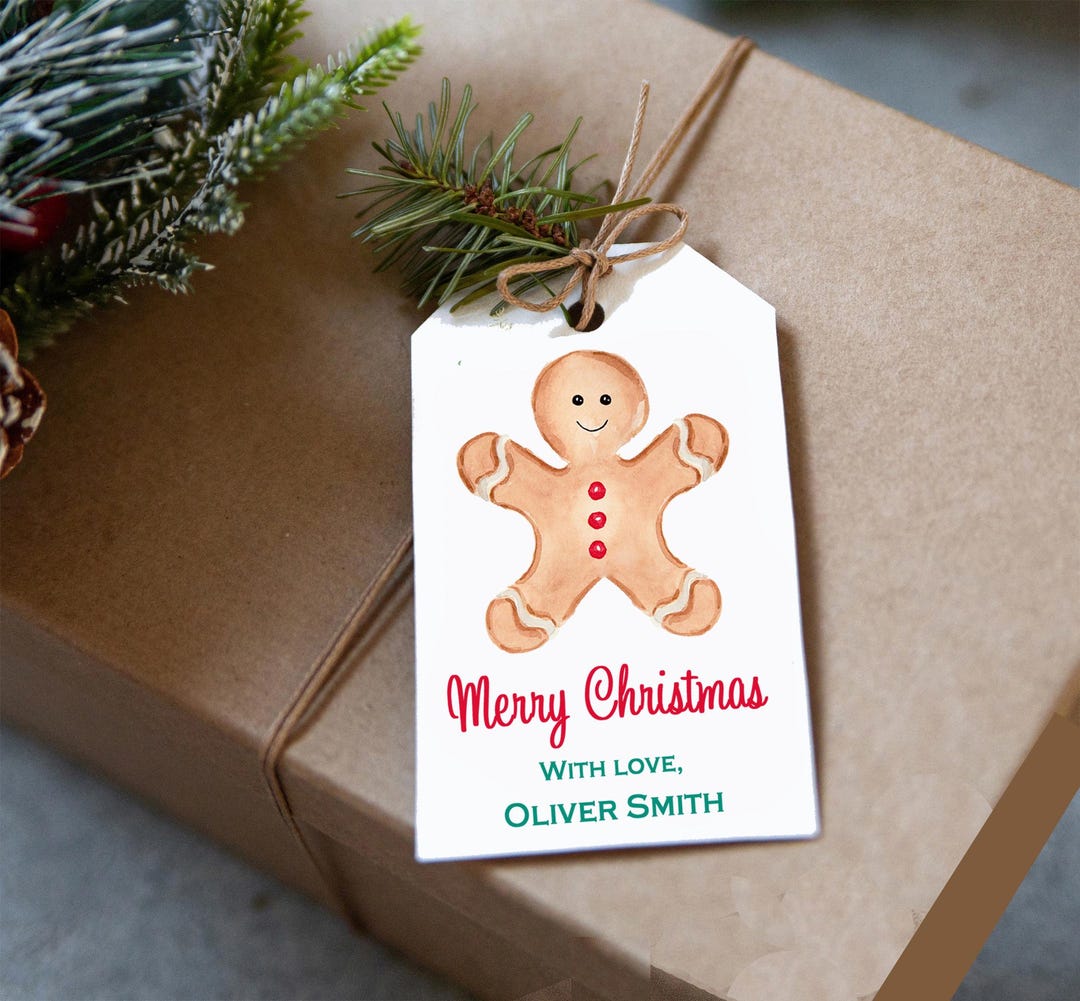 Personalized Gingerbread Christmas Gift Tags: Holiday Favor Tags - Etsy