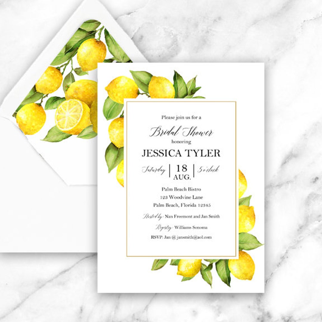 Lemon Bridal Shower Wedding Invitations Invitation Suite Engagement ...