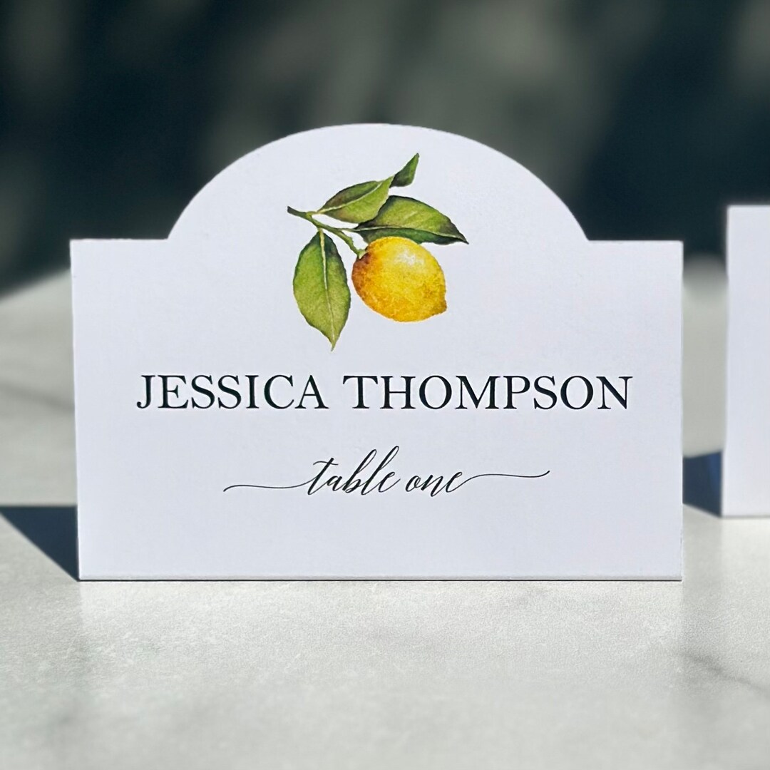 Lemon Contour Cut Place Cards XL Folded Wedding Birthday Personalized ...