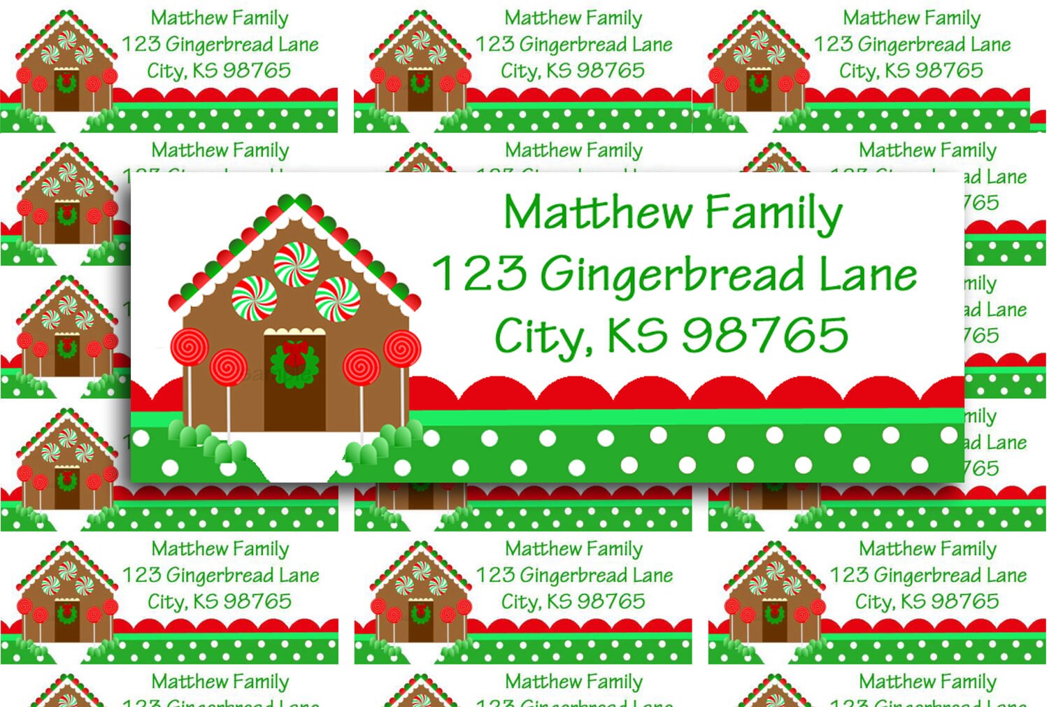 Christmas Gingerbread House Return Address Labels Printable by | Etsy