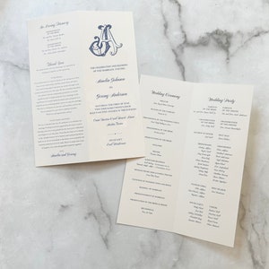 Folded Wedding Programs PRINTED Personalized Greenery With ANY Wording - Elegant White Floral ...