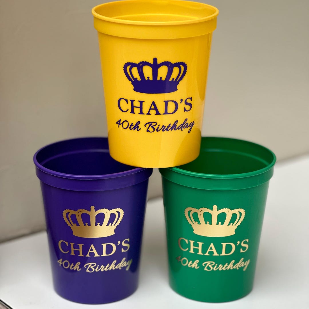 Personalized Mardi Gras Crown Cups 16oz Princess Crown King Queen - Any ...