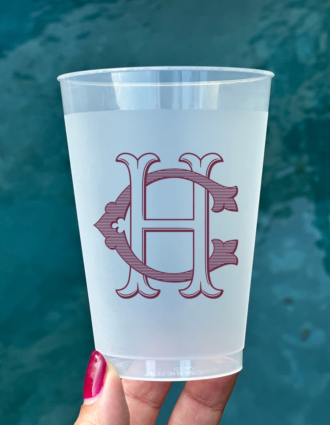 Your Logo Monogram Printed Frosted Cups 12oz Custom Wedding Reception ...