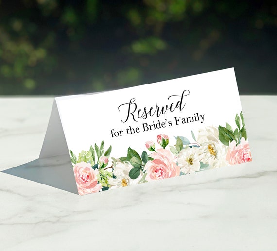 Blush Reserved Table Signs with ANY Wording Table Wedding Table Tents ...