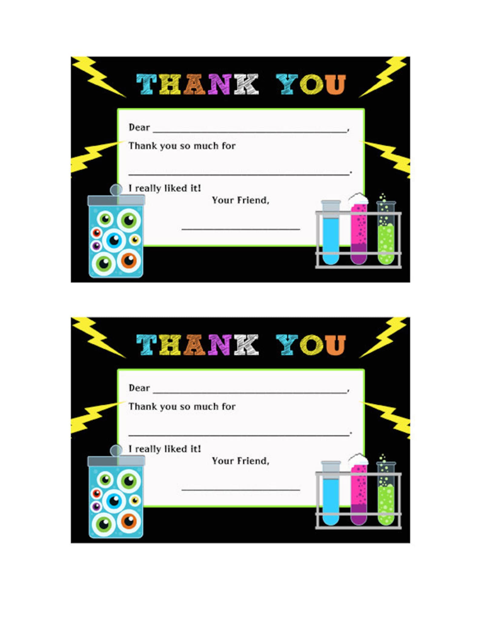 Super Science Thank You Note Printable Instant Download - Etsy