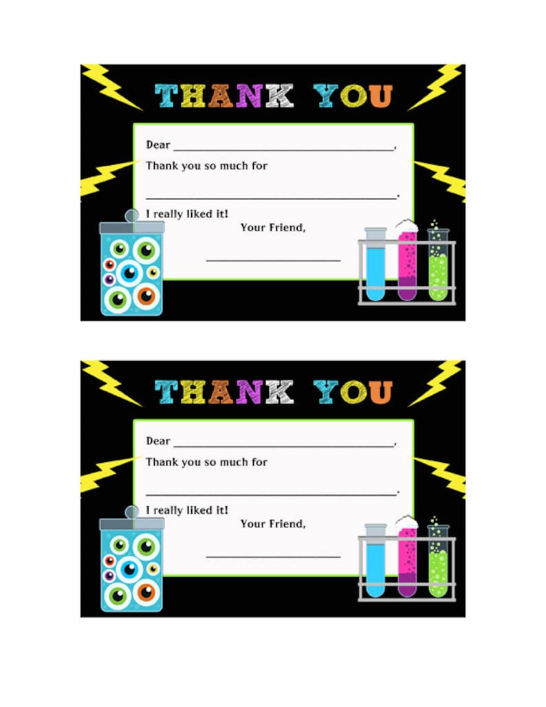 Super Science Thank You Note Printable Instant Download - Etsy