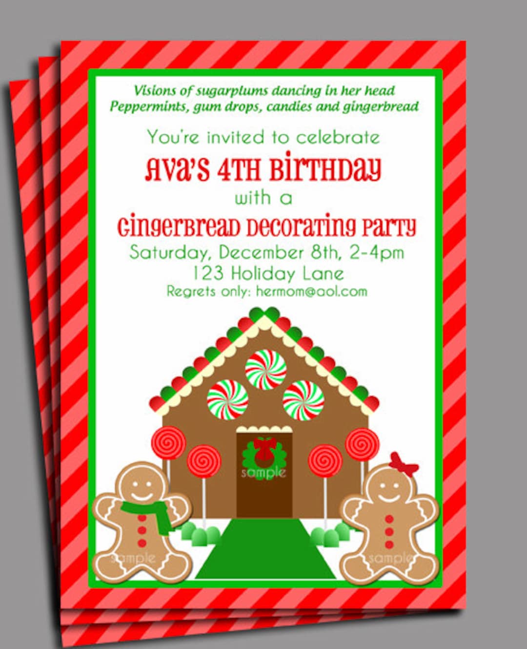 Christmas Gingerbread House Invitation Printed With Envelopes ...