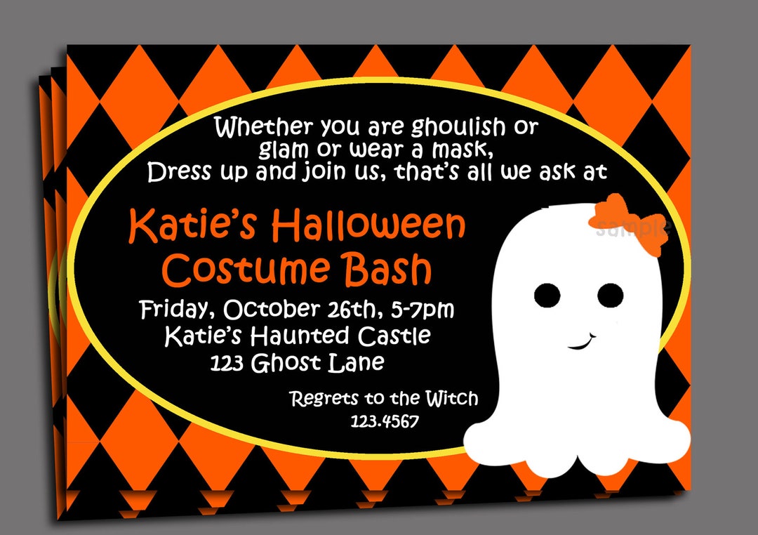Halloween Kid's Costume Party Invitation Printed With Envelopes ...