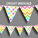 Printable Banner - Pastel Chevron and Polka Dot Bunting- Instant ...