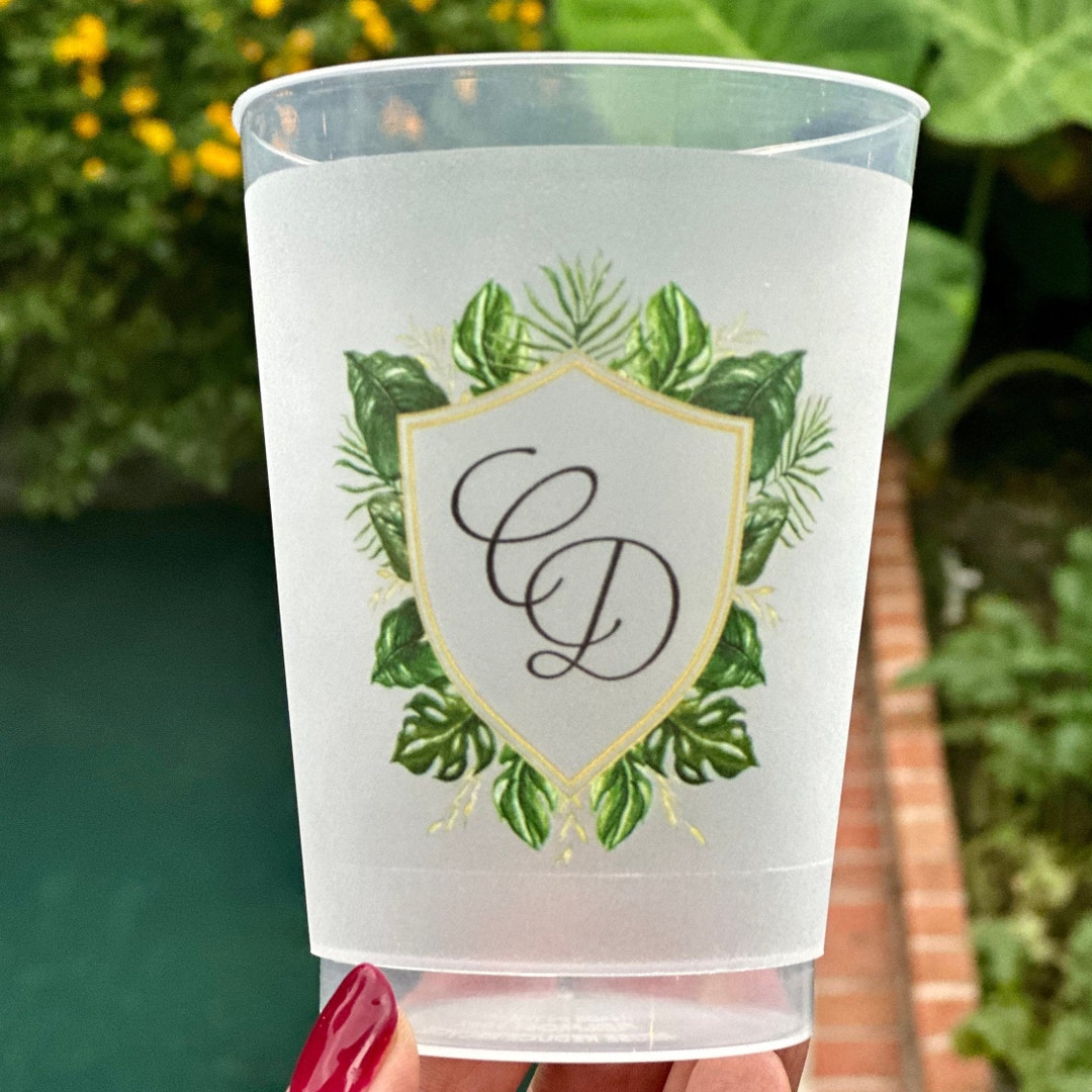 Personalized Full Color Monogram Wedding Cups Frosted Cups Signature ...