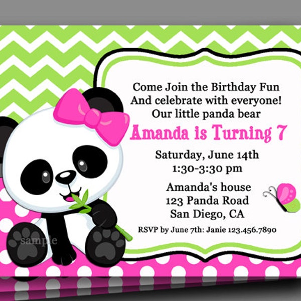 Panda Invitation - Etsy