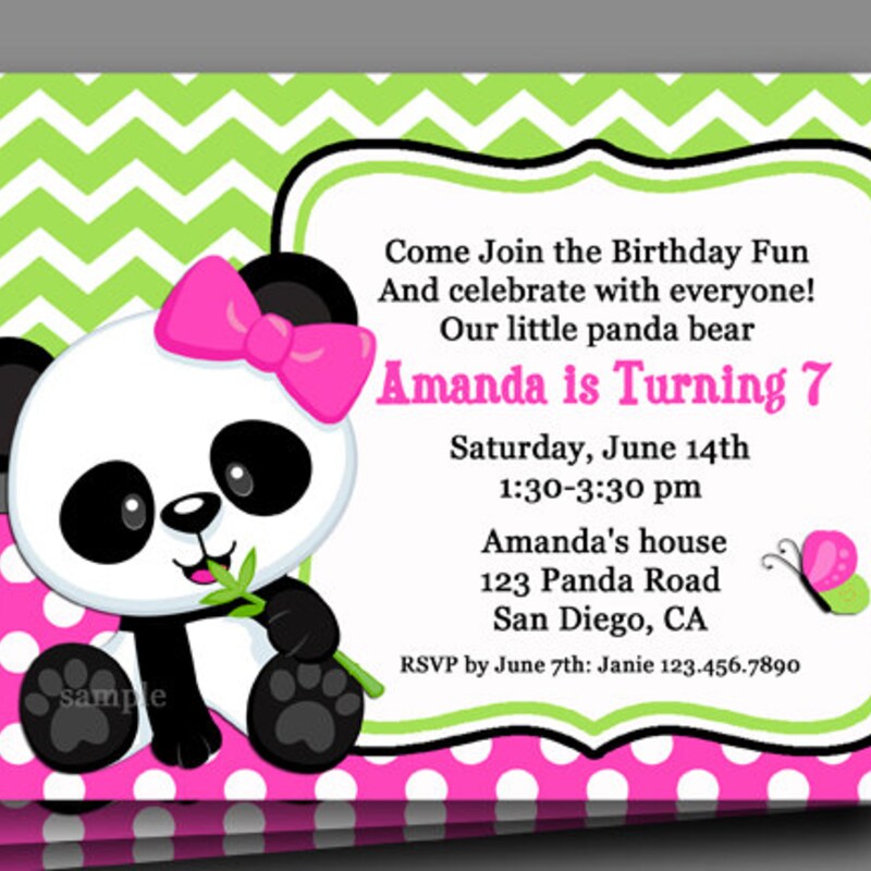 Panda Invitation - Etsy