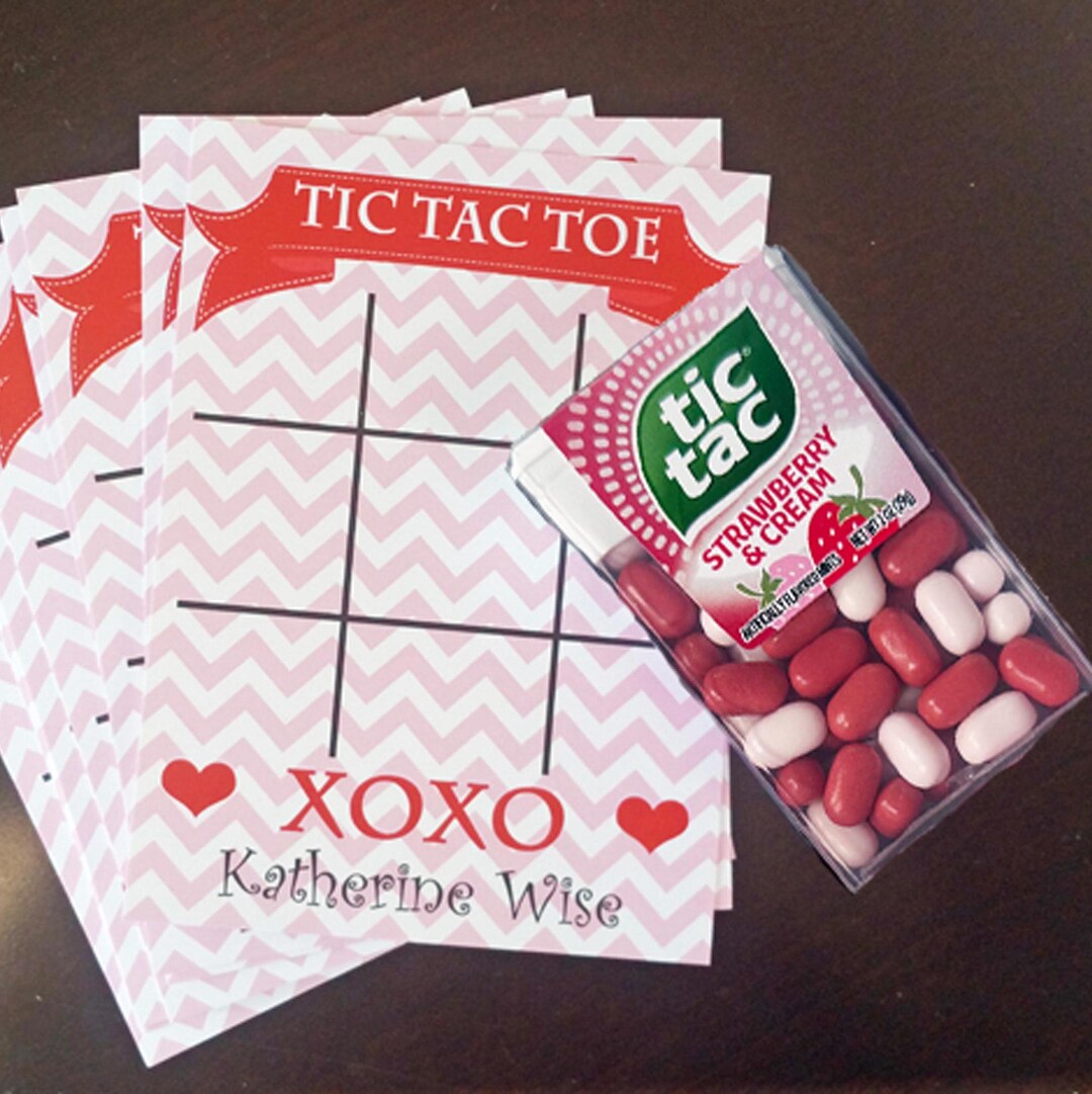 Personalized Valentine Tic Tac Toe Cards and Bags Printed Pink - Candy ...