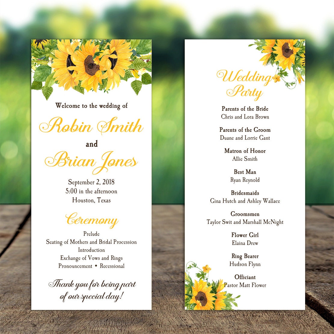 Sunflower Wedding Rehearsal Dinner Place Cards Tented or Flat | Etsy