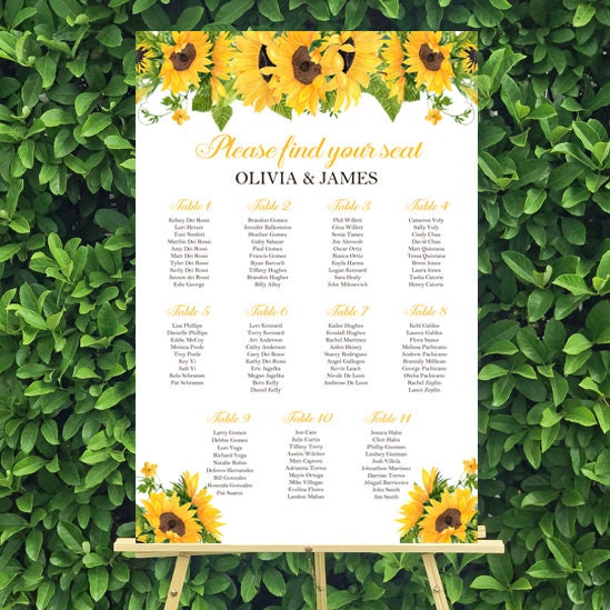 Sunflower Wedding Rehearsal Dinner Place Cards Tented or Flat | Etsy