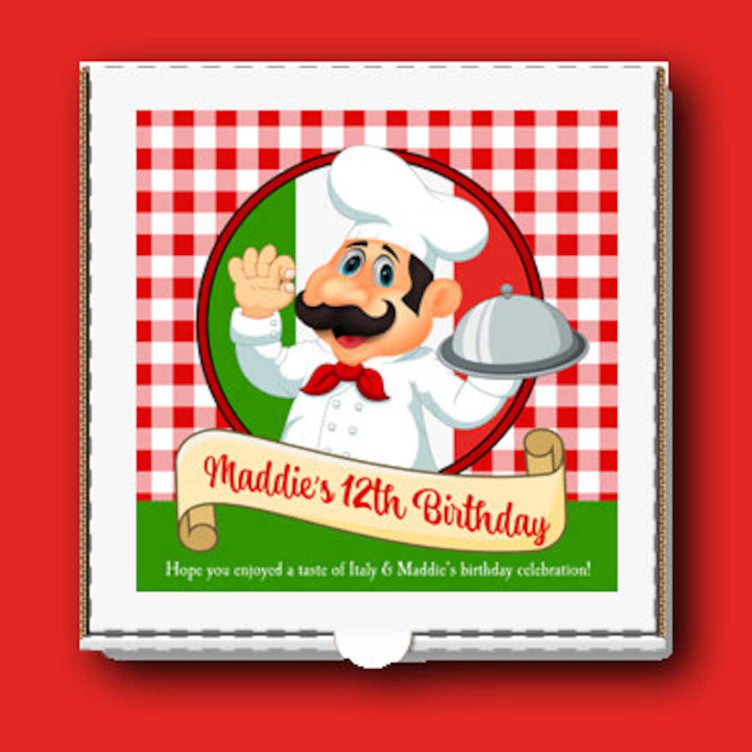 Pizza Party Box Sticker Printable - Italian Waiter Collection - Etsy