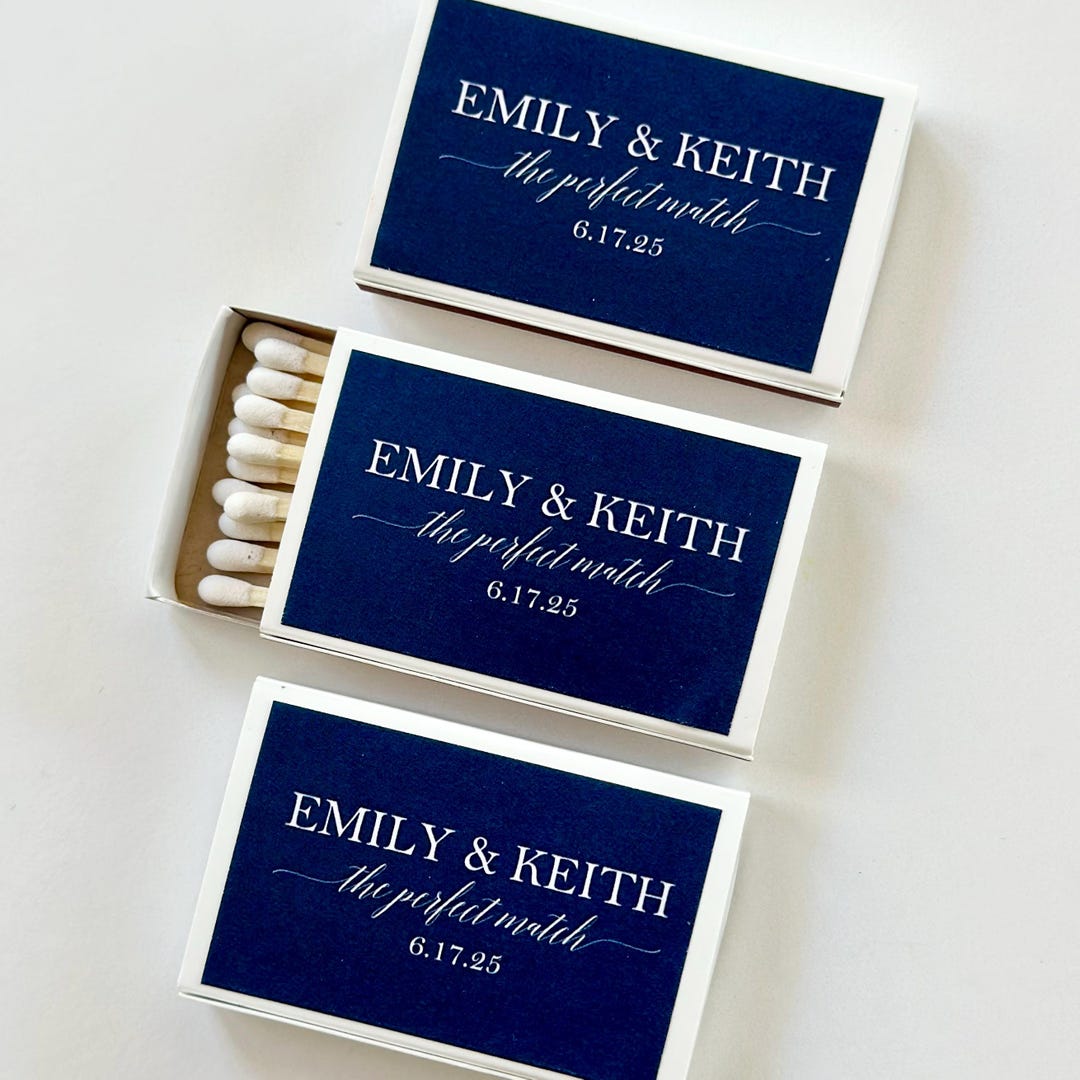 Navy Wedding Matches SET OF 25 Perfect Match for Sparklers Favors ...