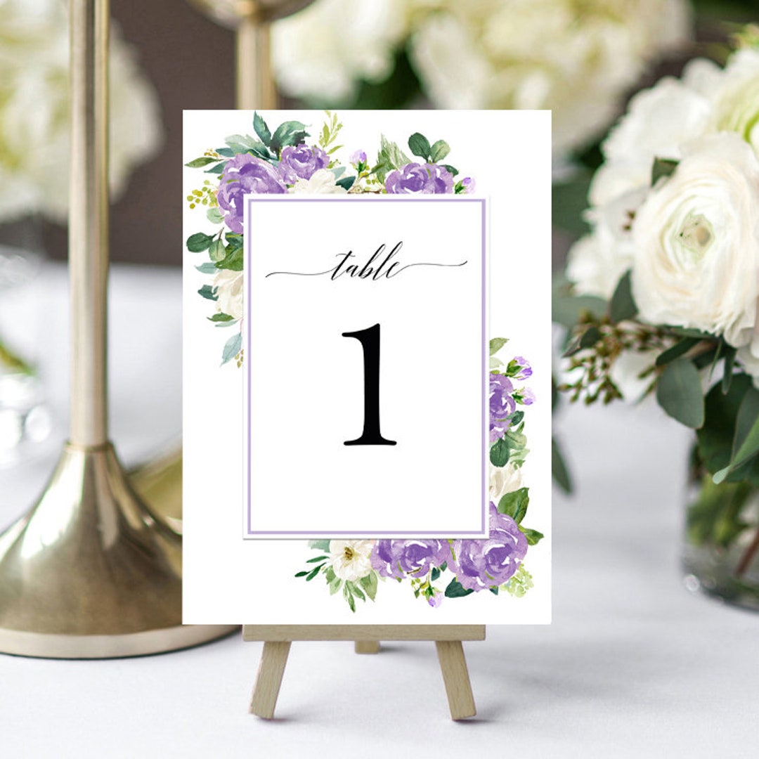 Lavender Wedding Table Number Cards 5x7" Printed - Lilac Lavender ...