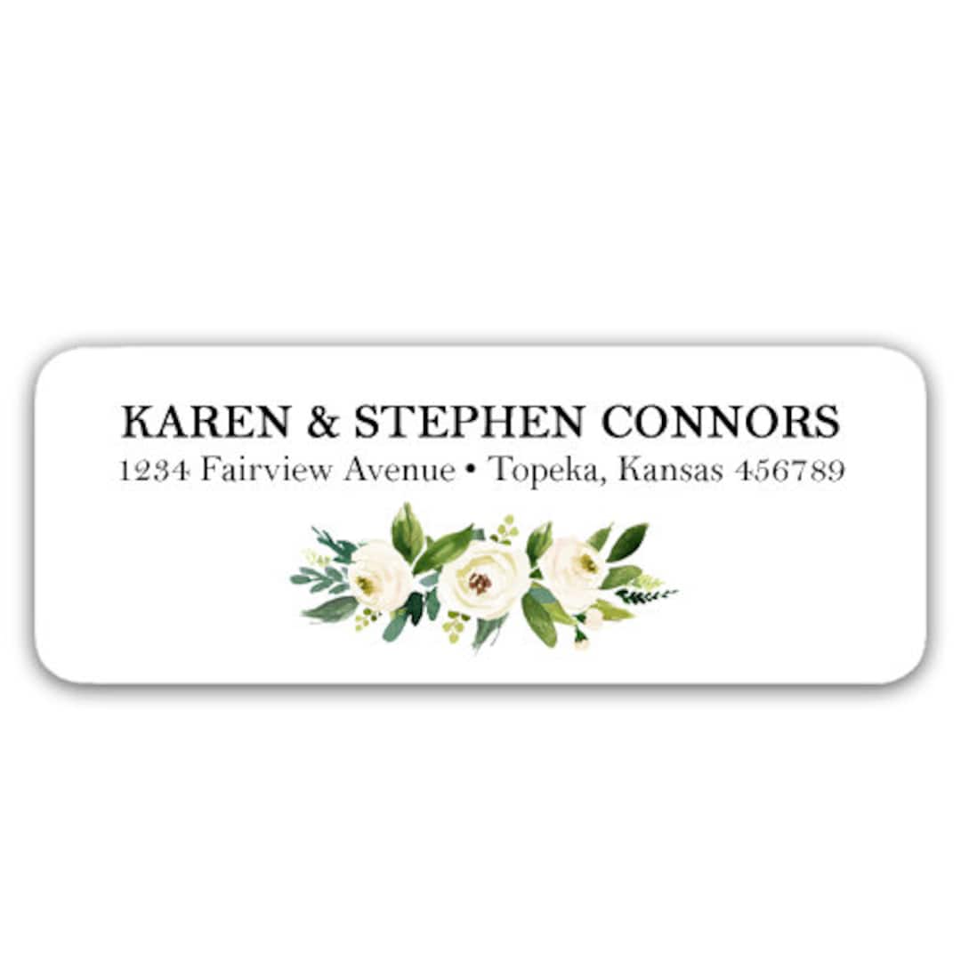 White Floral Personalized Wedding Return Address Labels White Floral ...