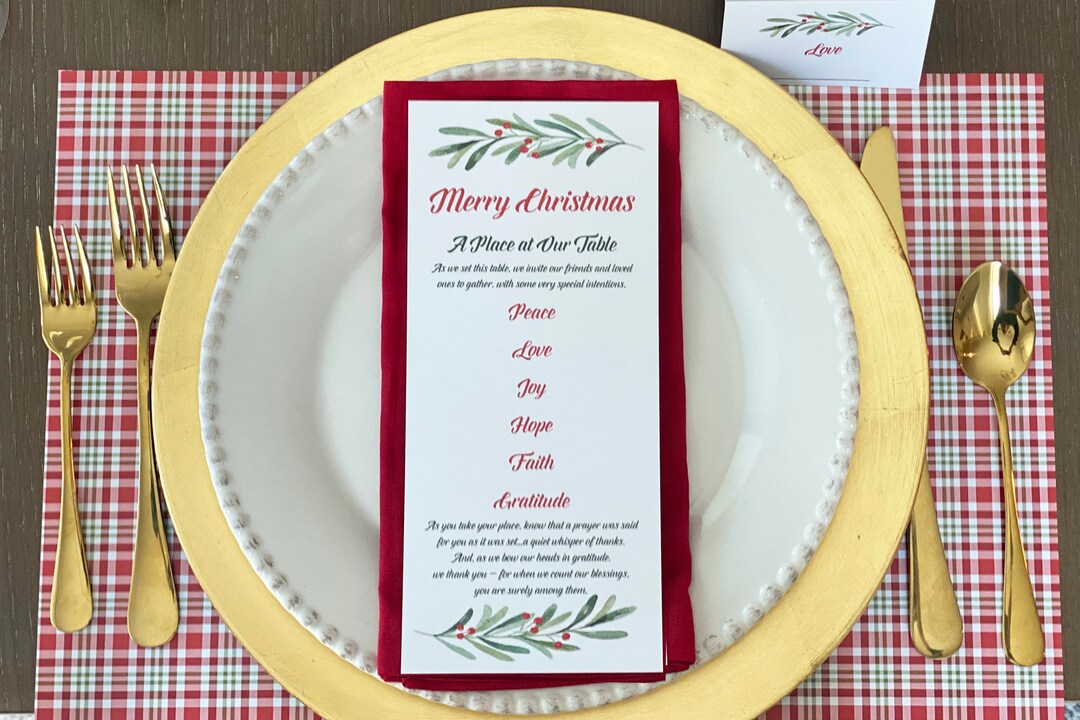 Christmas Table Card With Prayer SET OF 12 From Life's About Change and ...