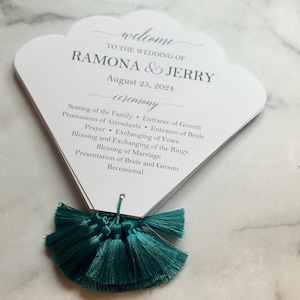 Wedding Program Fans With Tassel Scallop Sea Shell Ivory White - Etsy