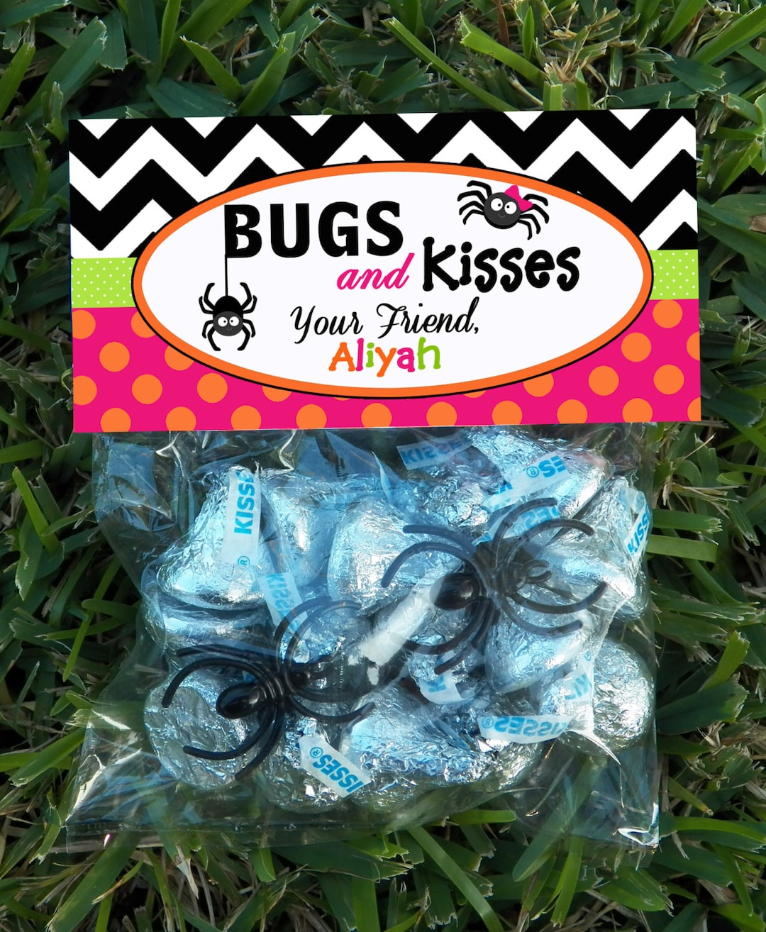 Personalized Printed Halloween Treat Toppers and Bags - Bugs and Kisses ...