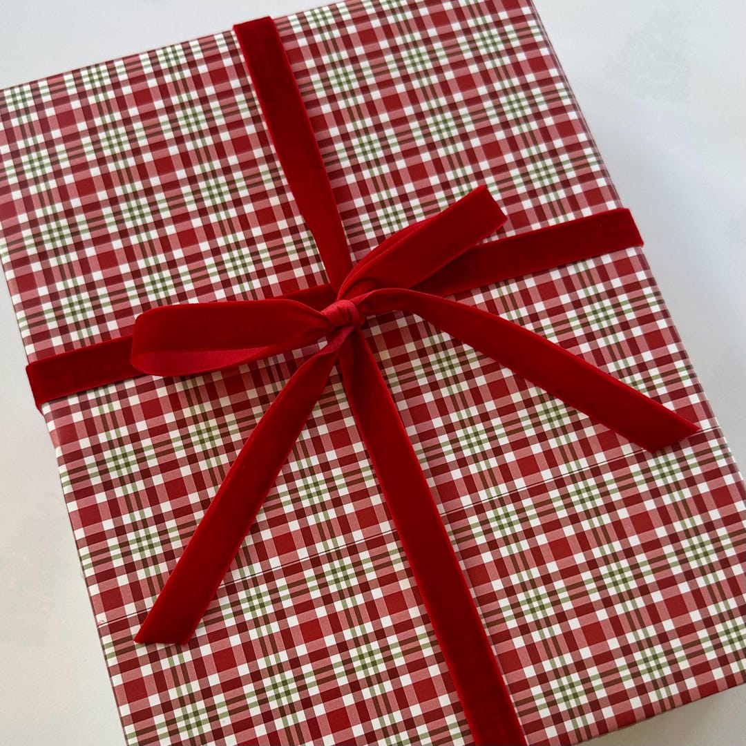 Christmas Plaid Gift Wrapping Paper Gift Wrap Sheets Watercolor Holiday ...