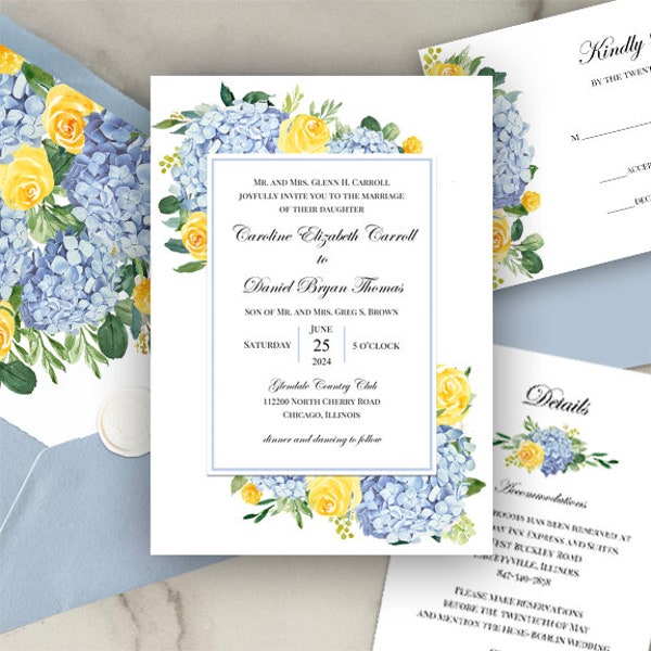 Yellow Wedding Invitation - Etsy
